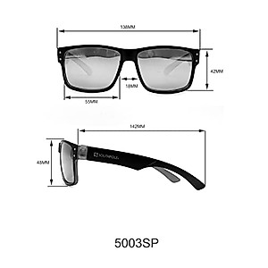 SOUTHPOLE 5003SP Classic Mirrored Rectangular UV400 Protection-Cool Sunglasses for Men, 55 mm, Black & Blue