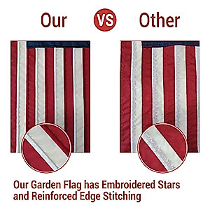 SYII American Garden Flag 12x18 Inch Made in USA, Embroidered Stars US Yard Flags for Lawn Patio 4th of July Patriotic Decor