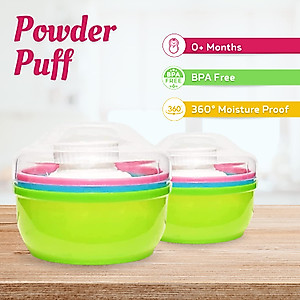 THE LITTLE LOOKERS Portable Baby Skin Care Baby Powder Puff with Box Holder Container/Case for New Born and Kids for Baby Face and Body (Green)