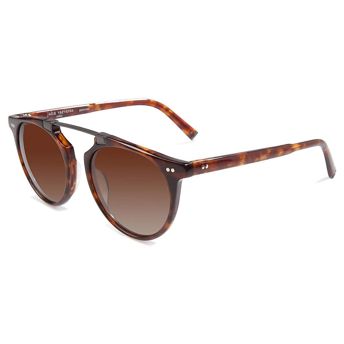 John Varvatos Men's V602 Polarized Round Sunglasses, Brown UF, 52 mm