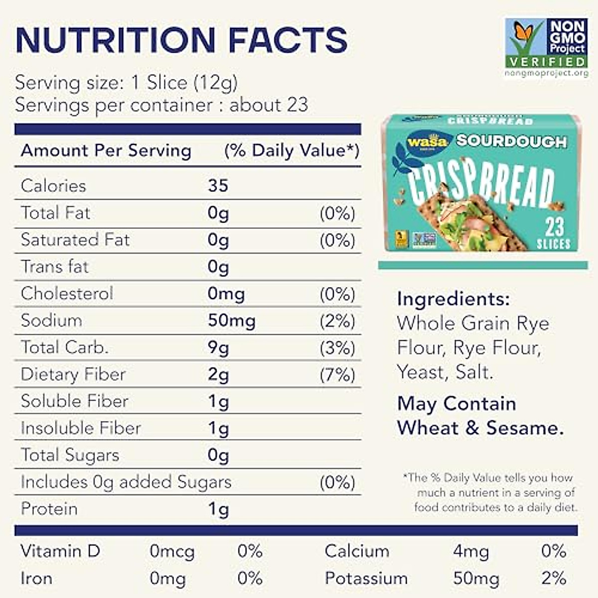 Wasa Swedish Crispbread, All-Natural Crackers, Fat Free, No Saturated Fat, 0g of Trans Fat, No Cholesterol, Kosher Certified, 3 Lb, Variety Pack (2 Sourdough, 2 Whole Grain)