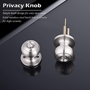 Gobrico 6 Pack Bathroom Bedroom Door Knobs Hardware, Round Privacy Knobs Locksets Interior Door Handles, Satin Nickel Finished, Stainless Steel Doorknob Bulk Pack
