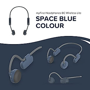 myFirst Headphones BC Wireless Lite New Version Headphones for Boys Girls Kids with Bone Conduction Technology Suitable for Online Class, Music Player, Audiobook (Space Blue)