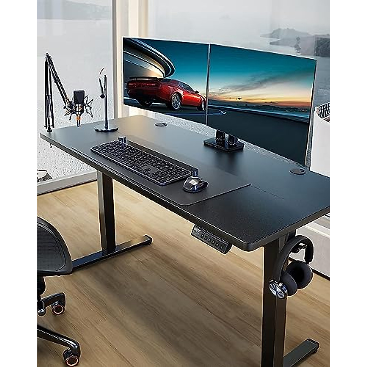 ErGear Height Adjustable Electric Standing Desk, 55 x 28 Inches Sit Stand up Desk, Memory Computer Home Office Desk (Black)