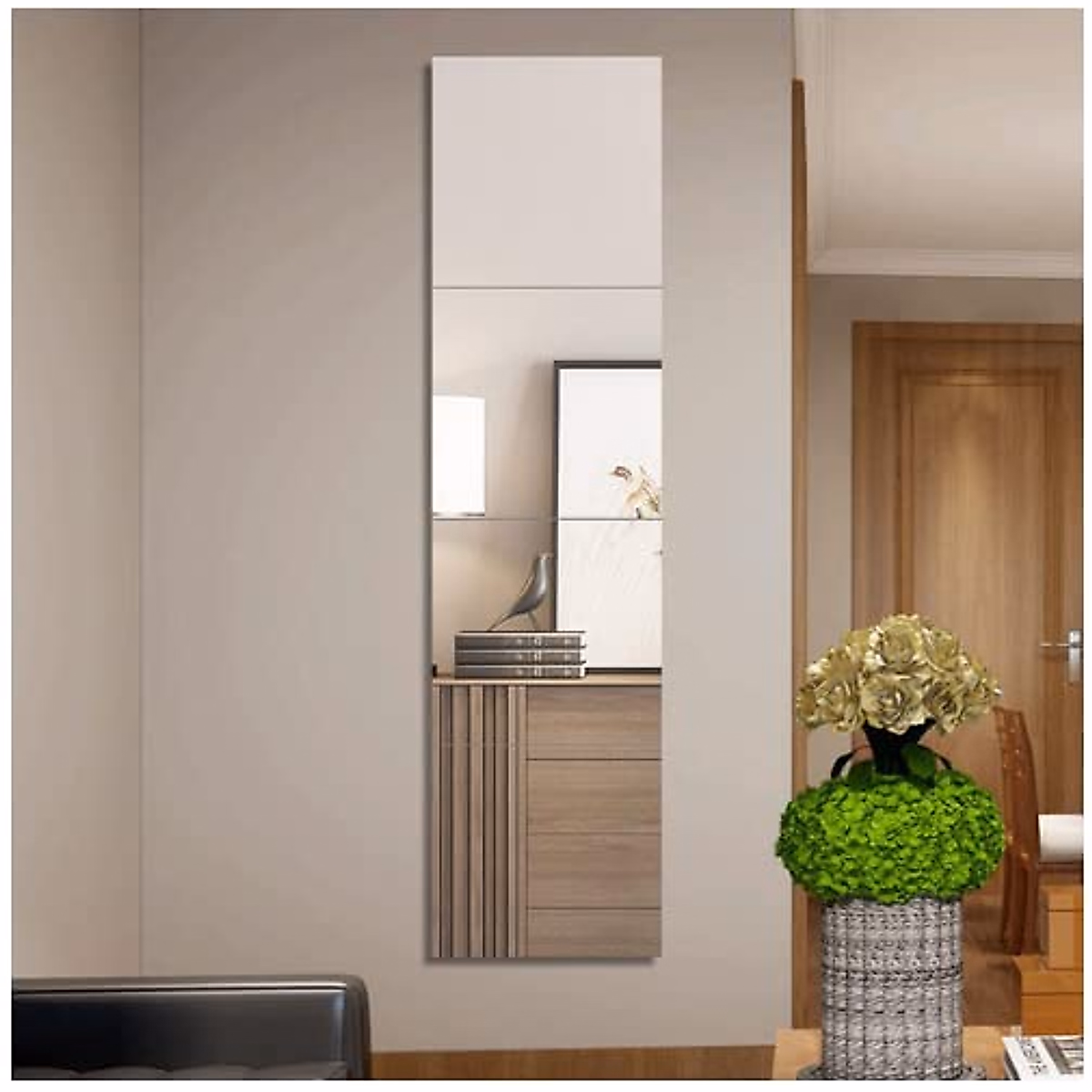 Plexiglass Acrylic Soft Mirror Non-Glass shatterproof Mirror Full Length Mirror Wall Mirror Frameless Home Fitness Mirror (4PCS) 12inch12inch(16)