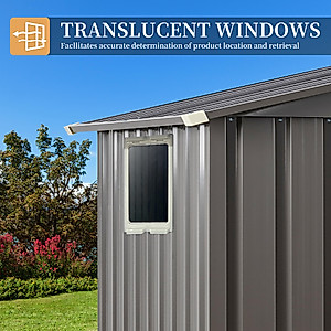 Vongrasig 5 x 3 x 6 FT Outdoor Storage Shed, Metal Tool Shed Clearance Garden Steel Shed with Side Window and Lockable Door Waterproof Tool Shed for Backyard Patio, Lawn (Gray)