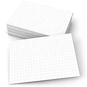 321Done Grid Index Cards (Set of 50) 4" x 6", Graph-Ruled 0.25" Double-Sided, Thick Cardstock, Made in The USA, White