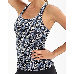 Haczea Workout Tank Tops for Women Built in Bra Slim Fit Yoga Running Tanktop Sleeveless Racerback Athletic Sports Shirts-Inked White XL