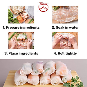 TANISA Organic Brown Rice Paper Wrappers, 22 Sheets Spring Roll Wrappers, Low carb tortilla for Fresh Rolls, Healthy Gluten free wraps, Suitable for Any Meal (8.7 inch - 7.05 oz)