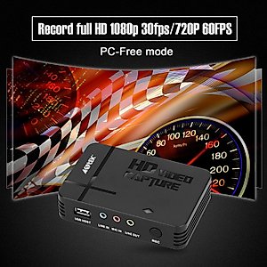 AGPTEK HD Game Capture Video Capture 1080P HDMI/AV Recorder Xbox 360&One/ PS3 PS4,Support Mic in with Both HDMI and AV Input