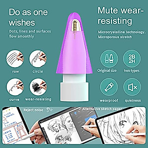 Pencil Tips Soft Wear-Resistant Damping Pen Tip for Apple Replacement 2B Stylus Fine Nib Compatible with iPad Air Mini Pro Apple Pencil 1st Gen & 2nd Generation - 6+2 Packs