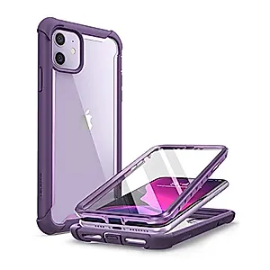 i-Blason Ares Case for iPhone 11 6.1 inch (2019 Release), Dual Layer Rugged Clear Bumper Case with Built-in Screen Protector (Purple)