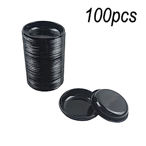 100 pcs Mini 3.11"x3.11" Dipping Sauce Dishes, Plastic Disposable Round Black Soy Sauce Plate Set, Condiment Serving tray, Seasoning Platter, Appetizer Bowel -for Sushi Mustard Vinegar Soy BBQ Ketchup