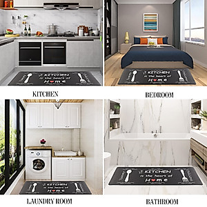 PCSWEET HOME Farmhouse Kitchen Rugs Sets Cushioned Anti Fatigue Mats for Kitchen Floor,Memory Foam Kitchen Mat Waterproof Non Slip Comfort Mat for Kitchen,Home,Office,Sink,Stove,Laundry (Black/White)