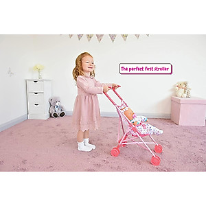 KOOKAMUNGA KIDS Baby Doll Stroller – Umbrella Stroller for Dolls - Foldable & Lightweight Baby Stroller for Dolls - Play Stroller w/ Sturdy Steel Frame - Ideal for Baby Dolls up to 18" - Pink Unicorn