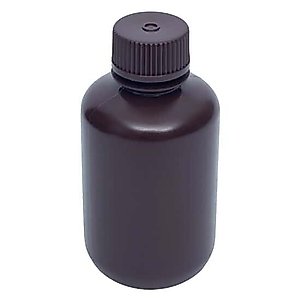 Cole-Parmer Essentials Amber Narrow-Mouth Plastic Bottle, HDPE, 125mL (4oz); 12/PK