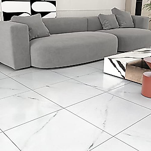 WESTICK Peel and Stick Floor Tile 12 x 12 Inch 20 Pcs White Marble Adhesive Vinyl Flooring Bathroom Peel and Stick Floor Vinyl Tiles Self Stick on Floor Tiles Linoleum Laminate Sheets for Bedroom