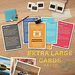 Photography Inspiration Cards, Camera Accessories - XL Card Deck, Photographer Gifts, DSLR Accessory, Photography Accessories, with Camera Cheat Sheet for All Cameras for Photography