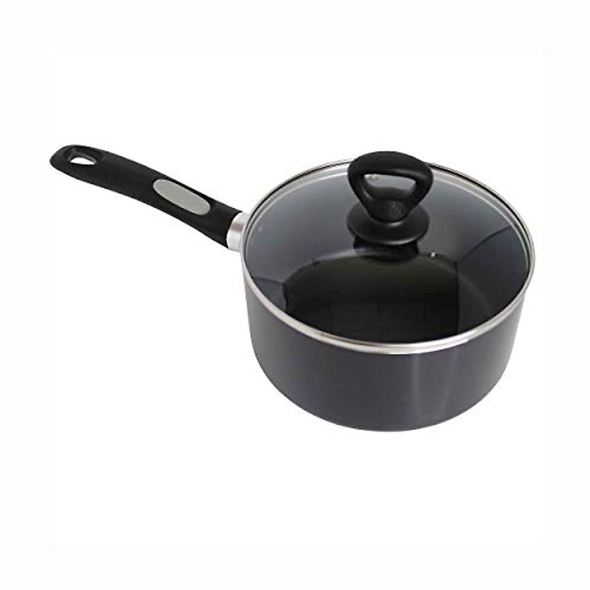 Mirro A79723 Get A Grip Aluminum Nonstick Sauce Pan with Glass Lid Cover Cookware, 2-Quart, Black