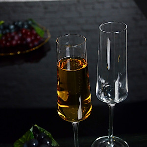 Crystal Champagne Flutes 7.6 oz Champagne Glasses Set of 2 with Long Stem Lead-Free Sparkling Wine Stemware Set Dishwasher Safe for Home Bar Unique Gift for Birthday, Wedding, Anniversary