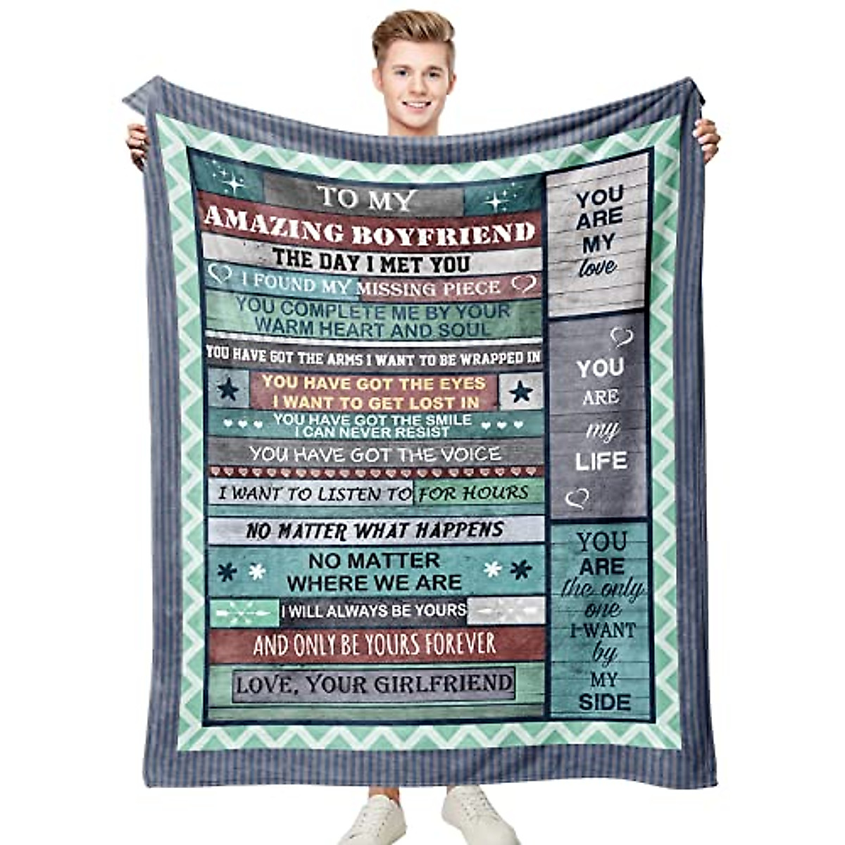 Ivivis Gifts for Boyfriend to My Boyfriend Blanket from Girlfriend, Boyfriend Gifts for Christmas, Romantic Anniversary Valentines Birthday Gifts for Boyfriend Him, Fleece Throw Blankets 60"x50"