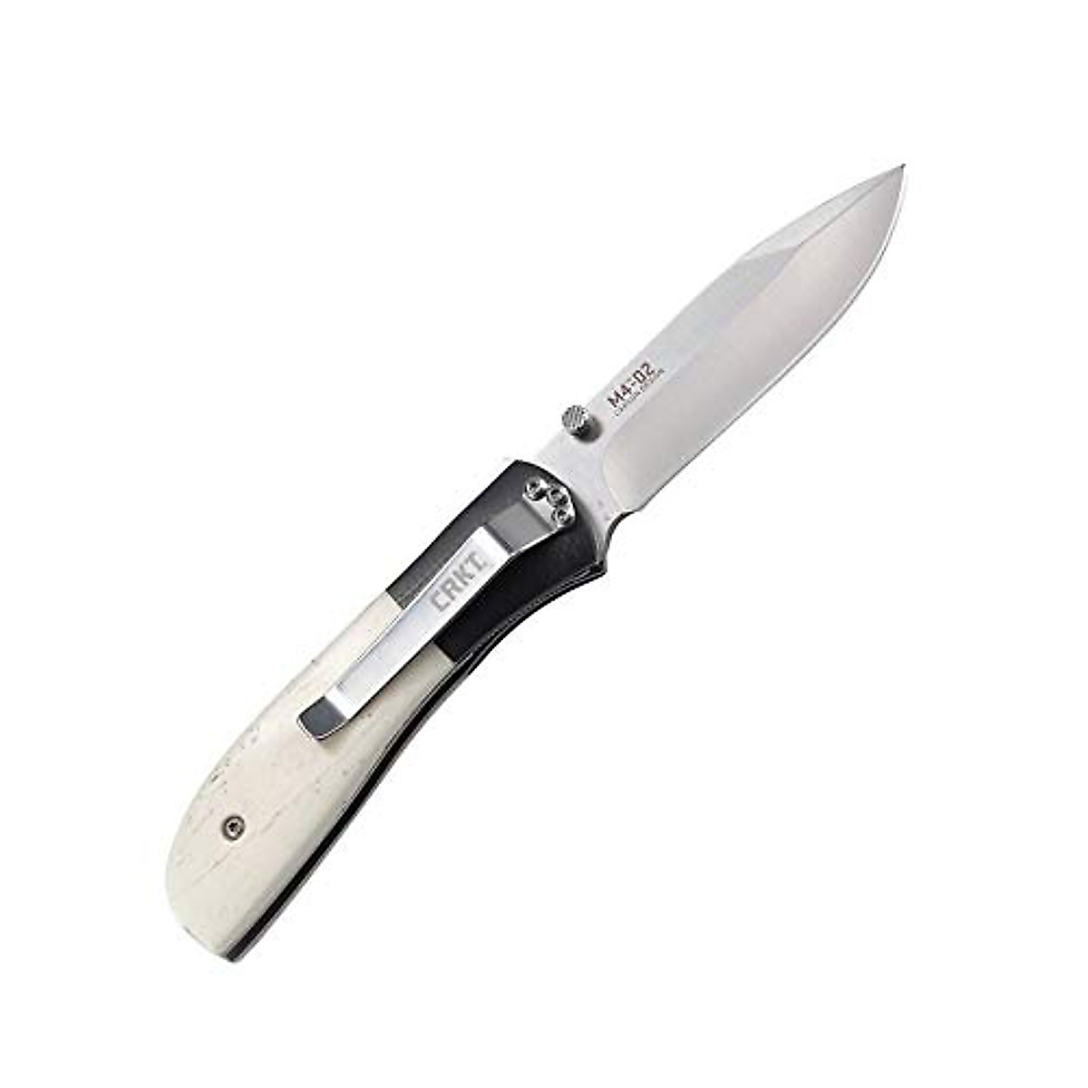 CRKT M4-02 EDC Folding Pocket Knife: Assisted Opening Everyday Carry, Satin Blade, Thumb Stud, Liner Lock, G10 Bolster, White Bone Handle, Pocket Clip