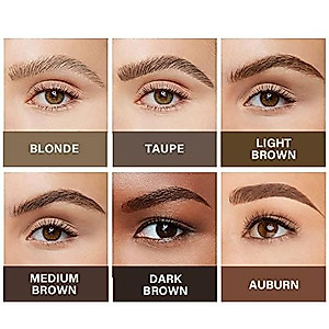 Eyebrow Stamp Stencil Kit (Medium Brown) Eyebrow Pencil, Long-lasting Pomade Brow Definer, 24pc Eyebrow Stencils Thick and Thin, 2 Dual Ended Brush and Sponge Applicator for Natural & Perfect Make-up