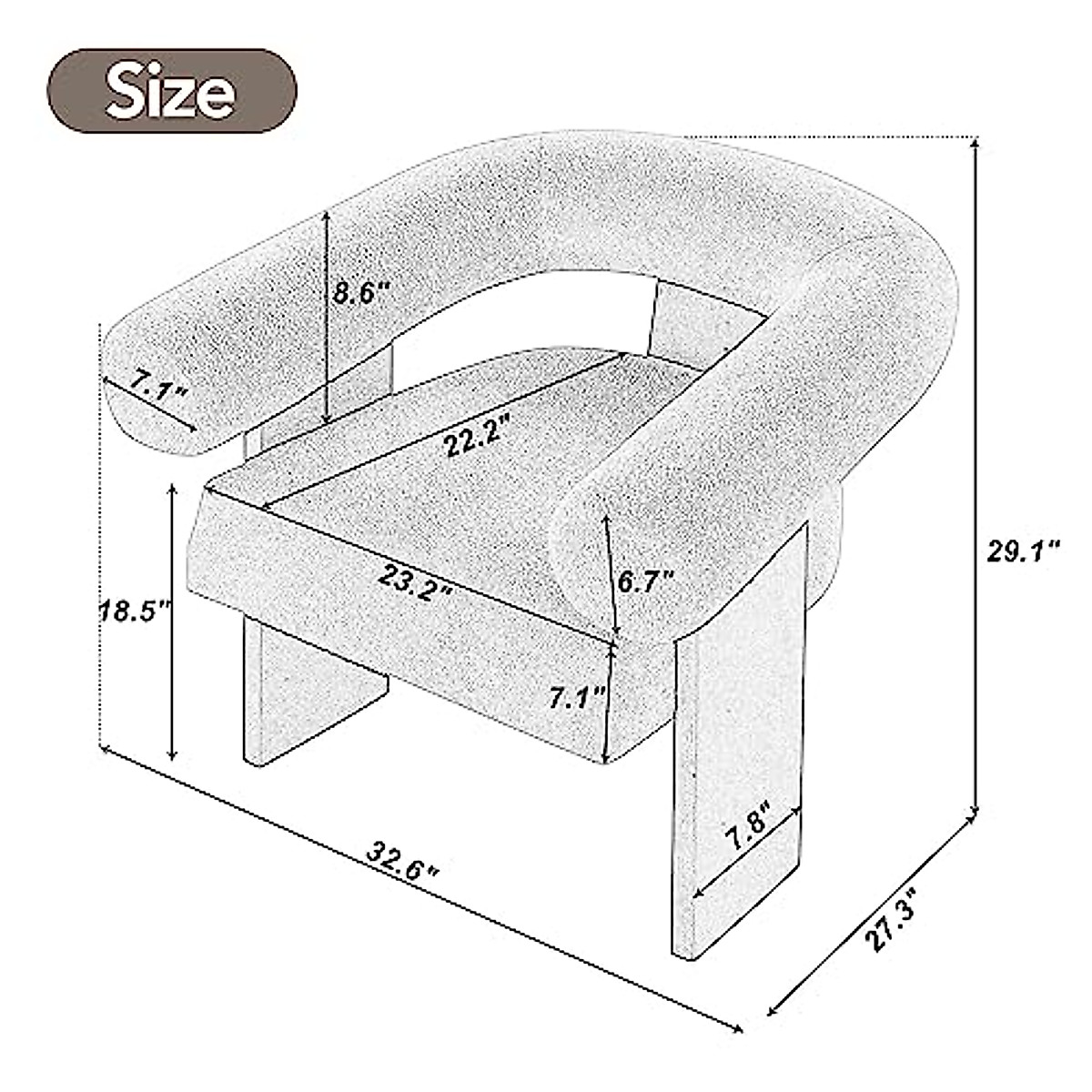 Flieks The Curved Wishbone Frame Accent Chair Teddy Velvet for Living Room, Light Brown