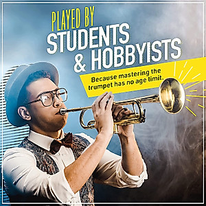 Mendini By Cecilio B Flat Bb Trumpets for Beginner or Advanced Student - Gold (Renewed)