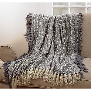 SARO LIFESTYLE Petite Pom Pom Design Tassel Trim Throw