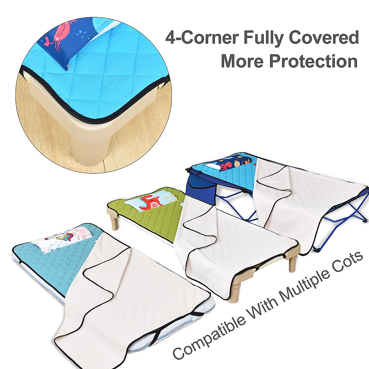 KRAND Kids Nap Mat with Washable Pillow and Blanket All-in-One Comfy Bedding for Toddler Boys & Girls Preschool Daycare Cot,Features 100% Cotton Sleep Side and Elastic Straps-Pink Castle