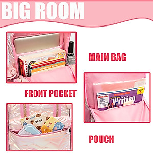 ZBAOGTW Rolling Backpack for Girls School Backpack with Wheels Kids Roller Backpack with Lunch Bag for Elementary School