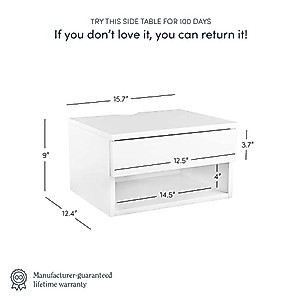 Nathan James Jackson Modern Floating Bedside Nightstand with Drawer, 1, White