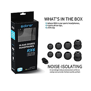 MOXKING Running Sport Earphones Over Ear Buds with Microphone Remote Noise Cancelling Earhook Headphones Sweatproof in Ear Earphones for Gym Jogging Workout Exercise