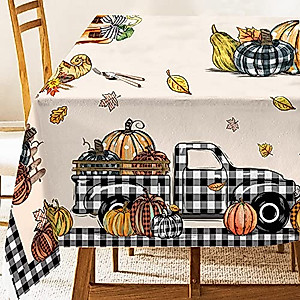 pinata Fall Tablecloth, Rectangle Table Cloth Autumn Pumpkins and Leaves for Table Decorations, Rectangle Tablecloth for Home Decor (Rectangle 60 * 120 inches, Orange)