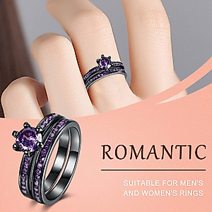 ManRiver 2PC Stackable Rings for Women - Zirconia Gemstone Rhinestone Studded Promise Rings Jewelry Gifts Size 5-12,Purple