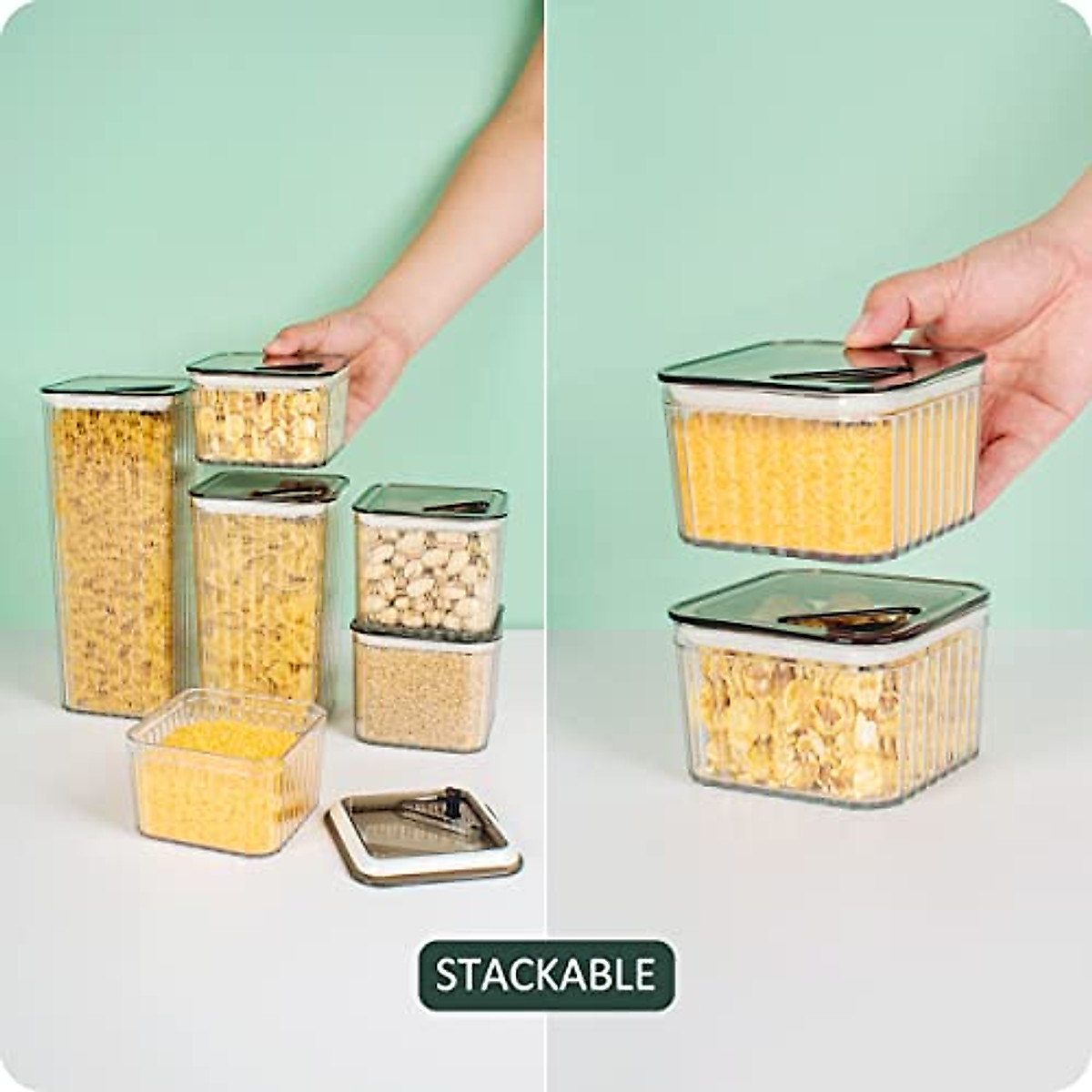 Annaklin Airtight Food Storage Containers for Pantry 6 Pack, Kitchen Storage Containers with Lids Airtight Stackable, Insect Proof, Pantry Organization and Storage Containers, Clear Canister Set