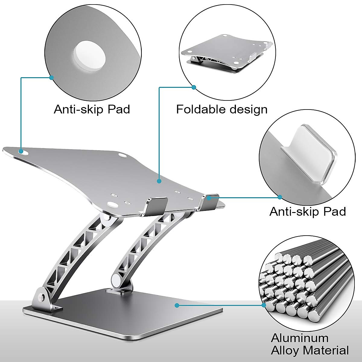 B-Land Laptop Stand, Adjustable Laptop Holder Laptop Riser Aluminum Notebook Computer Holder Stand Compatible with MacBook, Air, Pro, Dell XPS, Samsung, Lenovo, Alienware All Laptops 11-17"