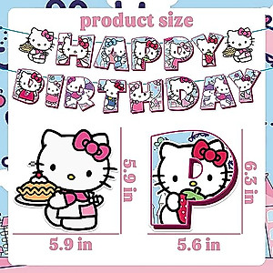 Kitty Birthday Party Supplies for Girls, Kitty Theme Happy Birthday Banner with 12pcs Hanging Swirls Decorations for Kitty Party Decorations, Kitty Birthday Party Favors