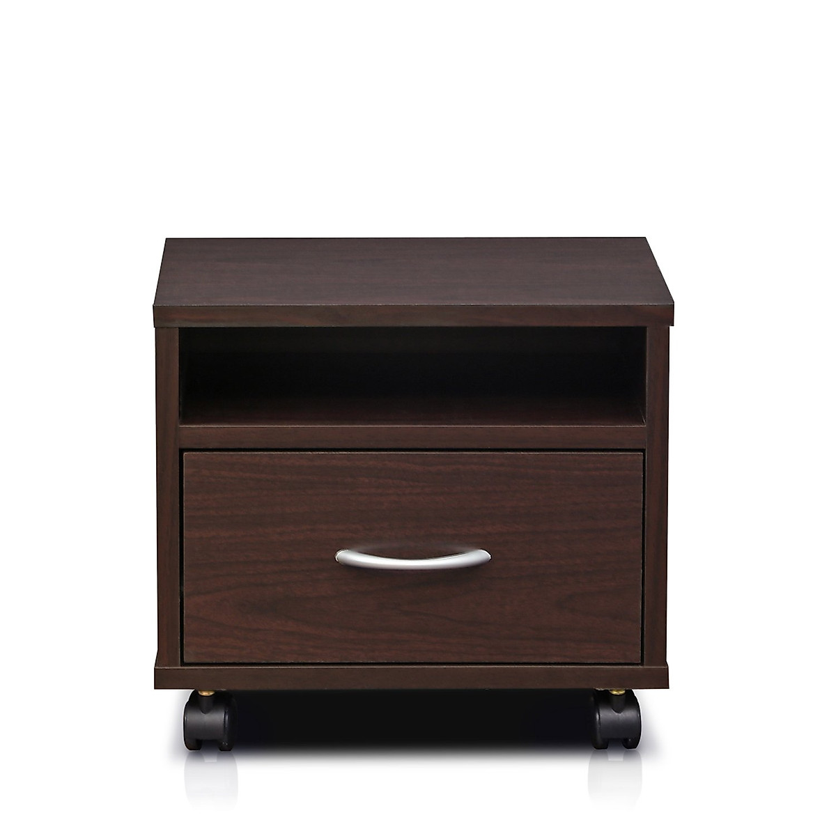 Furinno Indo Petite Under Desk Utility Cart with Casters, Espresso