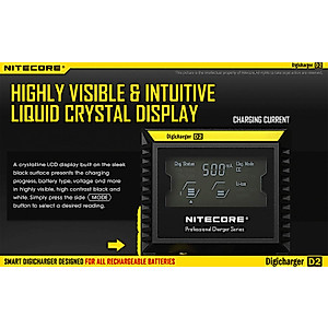 Nitecore D2 Charger with LCD Display Universal Smart Charger For Rechargeable Batteries IMR/Li-ion/LiFePO4/Ni-MH/Ni-Cd