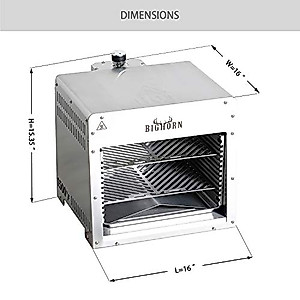BIG HORN OUTDOORS Portable Infrared Broiler Propane Gas Grill, 1500 Degree Stainless Steel Tabletop Quick Cooking Steak Grill for Meat, Seafood, Veggies