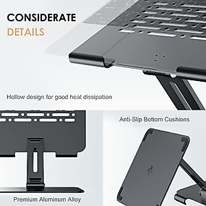 Minthouz 360° Swivel Laptop Stand for Desk, Aluminum Laptop Riser Foldable Laptop Holder Ergonomic Notebook Stand, Height Adjustable Computer Stand Fit for All Laptops 10-17 inch(Black)
