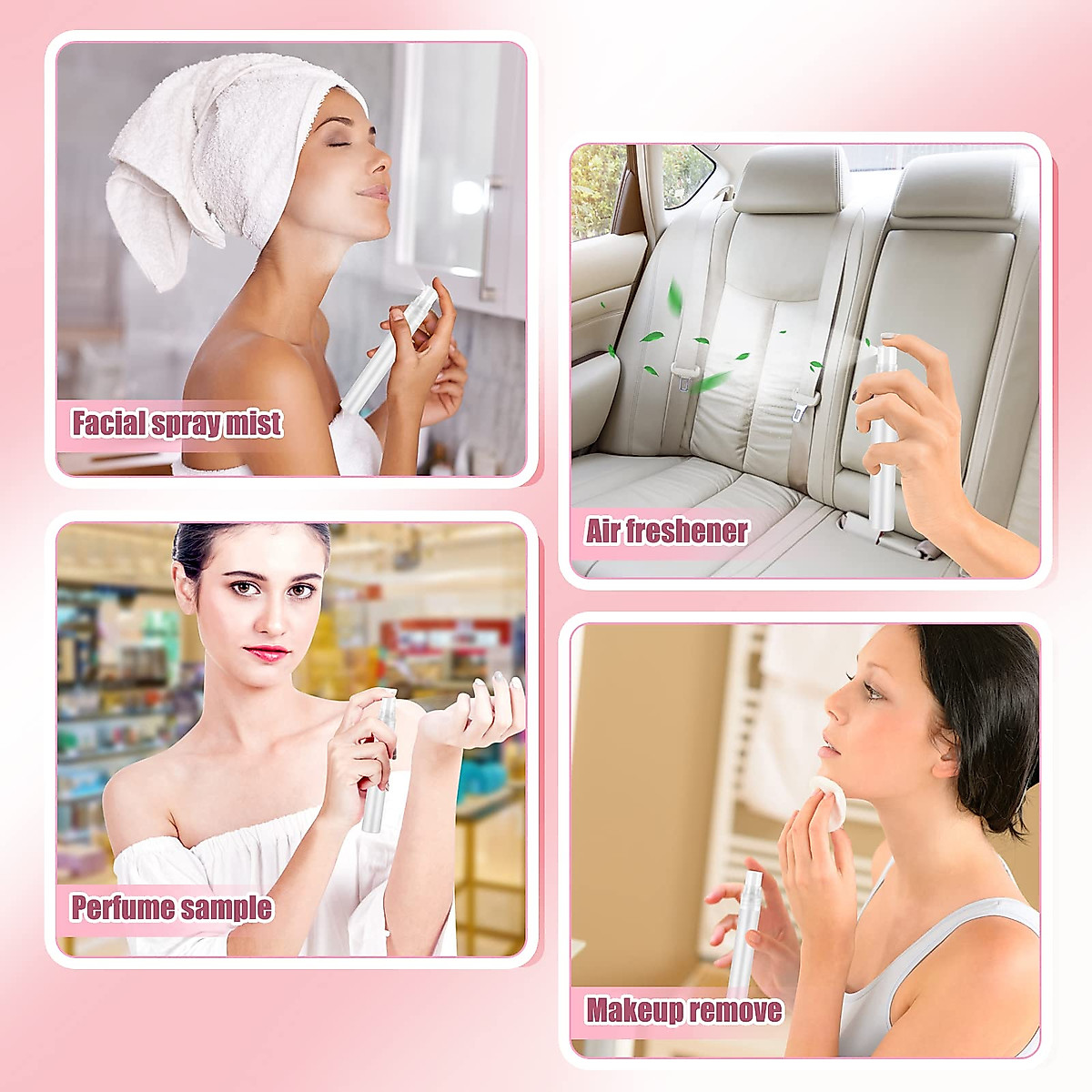 SelfTek 15 Pack Spritzer Bottle, 10ml Mini Portable Mist Empty Spray Bottle Perfume Travel Refillable Spray Bottles with 15 Funnels