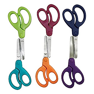 Classic Blunt Tip Small Scissors, Stainless Steel,Comfort Grip handles,Sturdy Sharp Scissors for Office、Home 、School and Kindergarten,Pack of 6,RightLeft Handed (5.91inch), 5.91