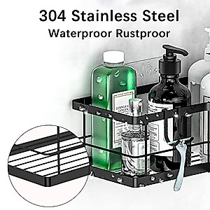 Sinminou Corner Shower Caddy 2 Pack, 304 Stainless Steel Shower Shelf with Adhesive, Wall Mounted Bathroom Shelf Basket, Shower Rack Hanging Storage Organizer