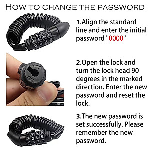 ZHome 4-Digit Password Combination Cable Lock - Portable Lightweight Scalable Steel Wire Code Lock for Motorcycle Bicycle Luggage