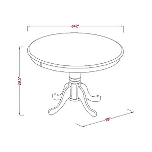East West Furniture HBIP5-MAH-C 5 Piece Dinette Set for 4 Includes a Round Dining Room Table with Pedestal and 4 Linen Fabric Upholstered Dining Chairs, 42x42 Inch, Mahogany