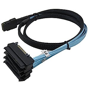 CableDeconn Mini SAS 36 SFF-8087 to (4) SFF-8482 Connectors with SATA Power 1m