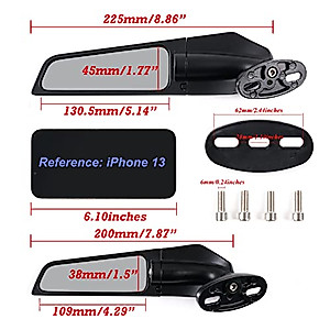 Motorcycle Rearview Mirrors, Adjustable Rotating Side Mirrors Fit for Honda Kawasaki Suzuki Yamaha Motorcycle Wing Mirror - Large